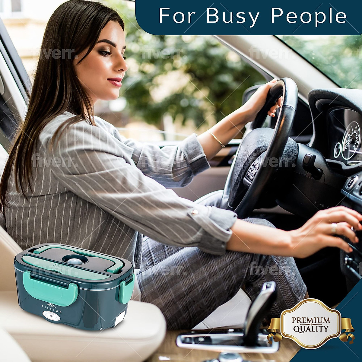 Filligs Electric Lunch Box Food Heater, 110V 12V 24V, Food Warmer for Office, Truck, Car, Work, With Removable Stainless Steel Container, Loncheras Electricas Para Calentar Almuerzo