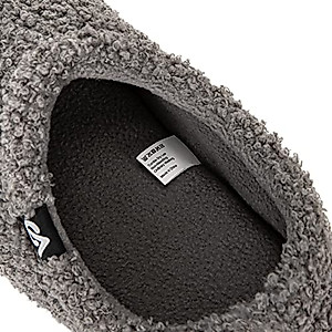 VeraCosy Women's Fuzzy Teddy Slippers Lightweight Memory Foam Indoor House Shoes (7-8, Grey)