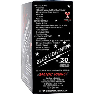 MANIC PANIC Blue Lightning Hair Bleach Kit - 30 Volume Developer + Bleach Powder Hair Lightener Lifts up to Five Levels And Eliminates Orange Tones - Vegan And Cruelty Free