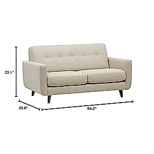 Amazon Brand – Rivet Sloane Mid-Century Modern Loveseat Sofa, 64.2"W, Shell