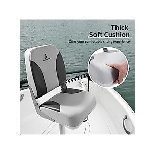 AOTTLATD Deluxe Folding Fishing Boat Seat Waterproof Classical Boat Seat, Gray and Black