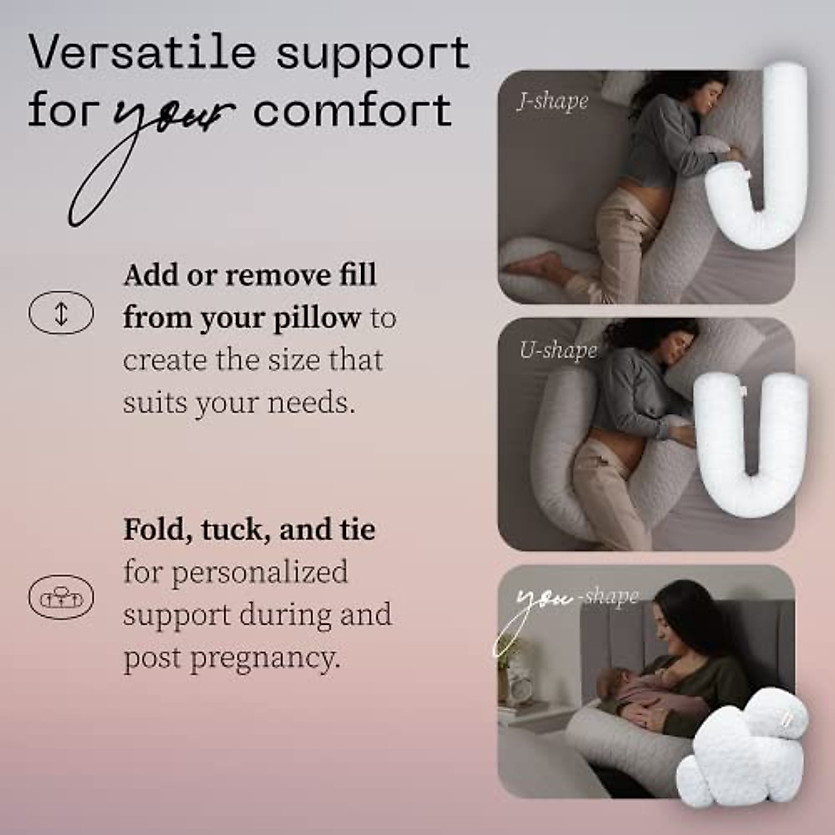 Coop Home Goods Maternity Pillow - Memory Foam Body Pillow for Pregnancy, Original Pregnancy Pillow, Side Sleeper Body Pillow, Full Body Pillow for Sleeping, Pregnancy Pillows for Sleeping (White)