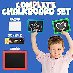 Mini Chalkboard For Kids - (Pack of 24) Goodie Bags Stuffers For Kids Mini kids chalkboard Each with 2 Chalk Sticks, and 1 Eraser for Boys and Girls Birthday Party Favors birthday goodie bags for kids