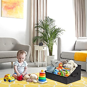 Msoesticc.dl 2Pcs Foldable Trapezoid Closet Storage Bins with Handle, Large Capacity Closet Organizer Storage Basket, Felt Clothes Bins Storage for Closet Shelves Wardrobe Cabinet 16.5 x 11 x 7.6Inch