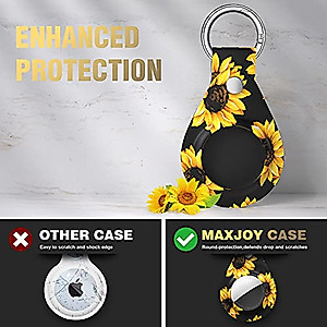 Maxjoy Compatible with AirTag Case, Sunflower Cute Protective Case with Anti-Lost Keychain Shockproof Scratch Resistant Skin Cover Designed for Apple AirTag Tracker Device Key Finder 2021, Flower