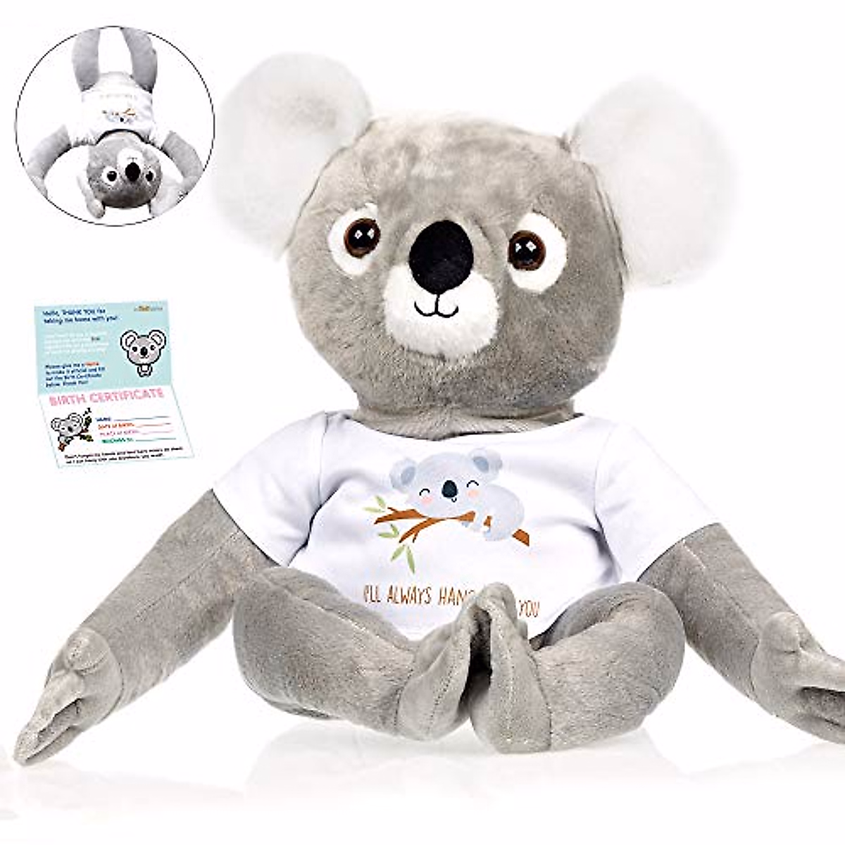 infloatables Stuffed Koala Bear - The Original Large Koala Plush Toy with 'I'll Always Hang with You' Removable T-Shirt - 11 Inch Giant Stuffed Animal Koala - Cuddly Birthday Gift