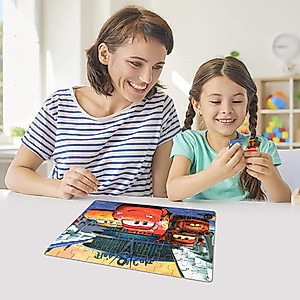 LELEMON Car Jigsaw Puzzles in a Metal Box 60 Pieces Lightning Jigsaw Puzzle for Kids Ages 4-8 Children Learning Educational Puzzles Toys