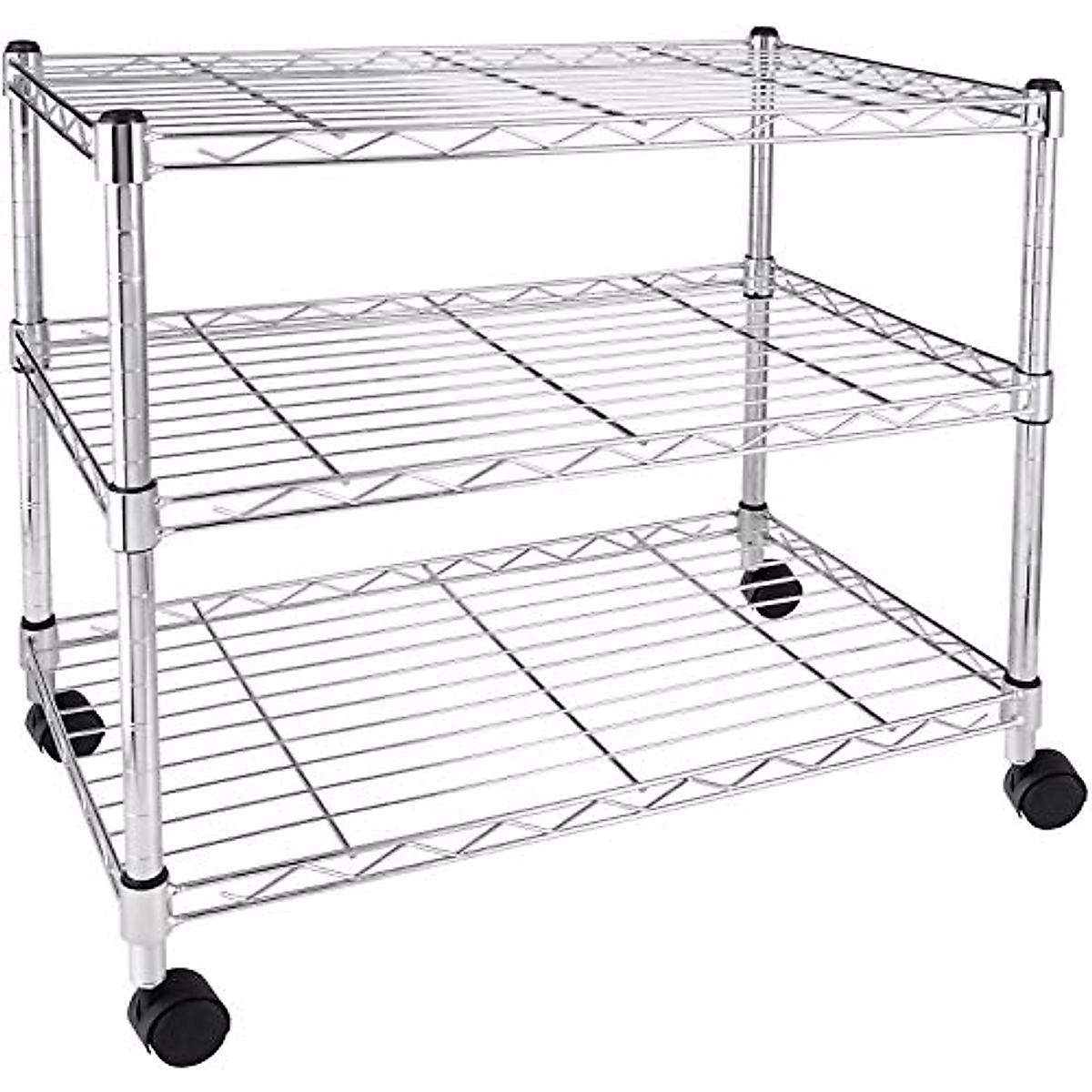HealSmart 3-Tier Heavy Duty Storage Shelving Unit,Chrome,24.02" D x 13.78" W x 21.97" H inch, 1 Pack