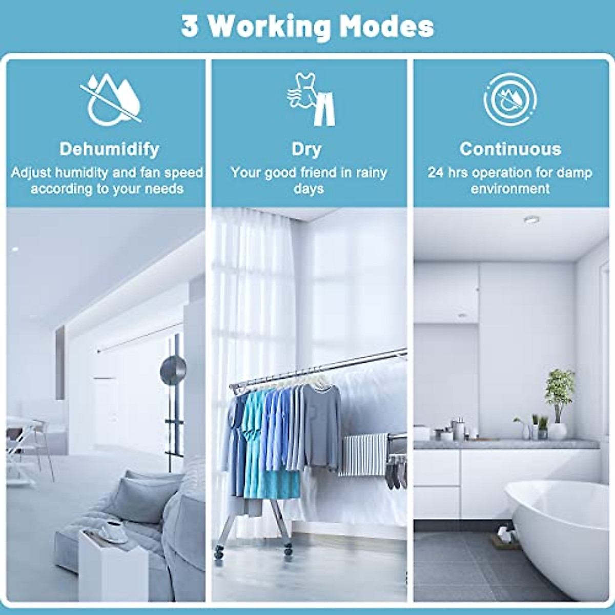 4,500 Sq. Ft Dehumidifier for Basements and Home, Aiusevo 50 Pint Dehumidifiers with Drain Hose Ideal for Large Room, Bedroom, Quietly Removes Moisture, 3 Modes Deshumidificador, Child Lock, 24H Timer