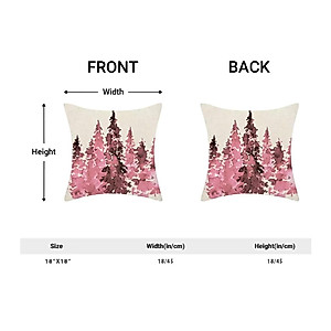 AEIOAE Christmas Pillow Covers 18 X 18 Inch Set of 2, Pink Christmas Trees Decoration Throw Pillow Covers Holiday Farmhouse Winter Pillowcase for Couch Home Sofa Indoor Outdoor Decor