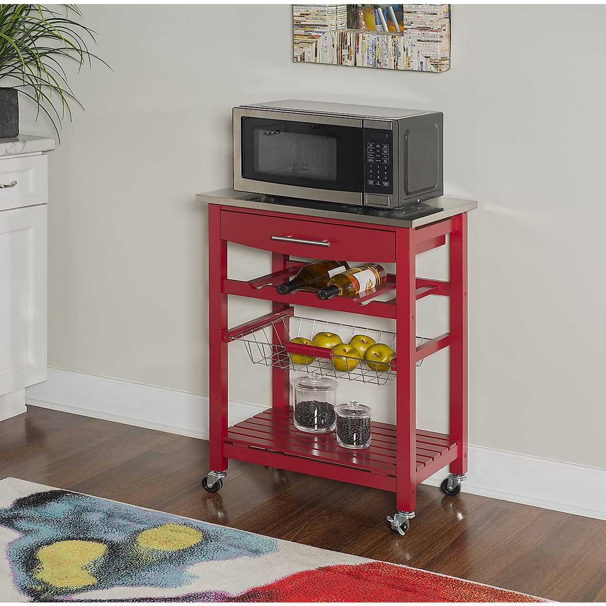 Linon Home Décor Kitchen Cart Red