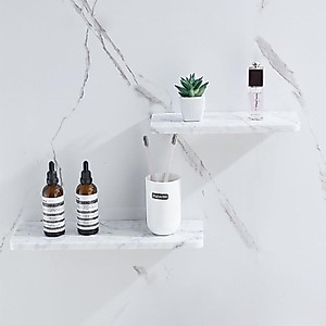 kaileyouxiangongsi 10.4 Inch x 6.4 Inch x 0.4 Inch White Marble Corner Shower Shelves,Modern Floating Shelf Wall Mount for Bathroom Wall Shelf