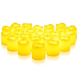 Starkik Flameless Votive Candles, 24Pack and Long Lasting Emulation Candles, LED Lights in Warm for Weddings, Festival Celebration, Outdoor, and Others
