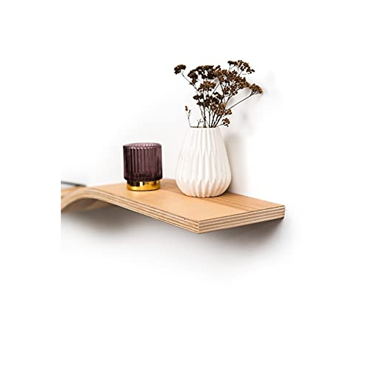 Floating shelves with hidden mount Wall Shelf with white decor modern furniture made of natural Wood, geometric wooden shelf office bookshelves bathroom storage bedroom Simple wave (95cm (37.4 inch)