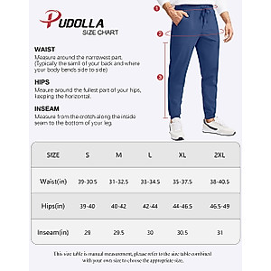 Pudolla Men's Joggers Sweatpants Fleece Lined Pants with Zipper Pockets for Winter Running Workout Gym(Navy X-Large)