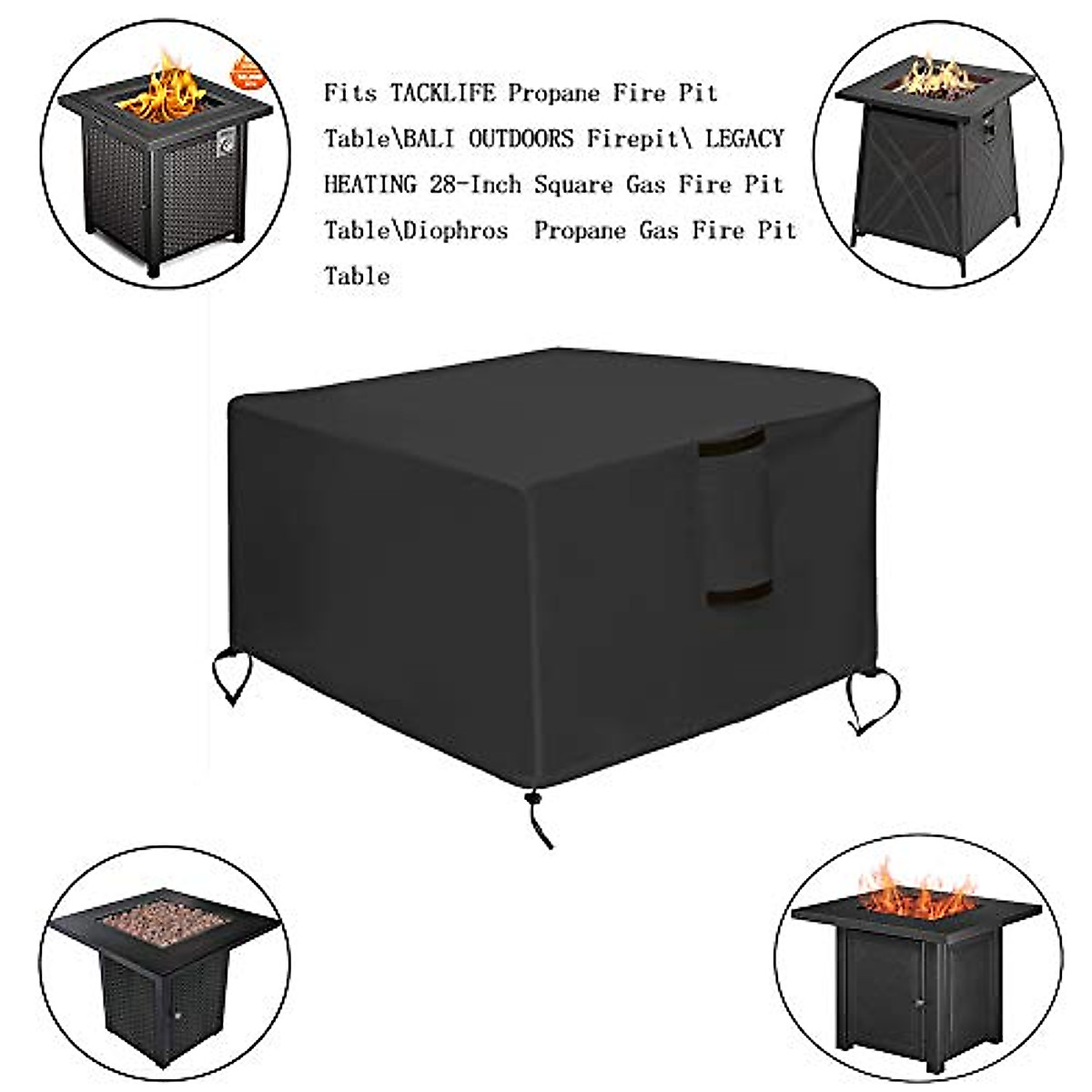 TheElves Fire Pit Cover,28 Inch Patio Fire Pit Covers Square Gas Firepit Table Cover for Outdoor Propane Fire Pit - 28x28x25inch
