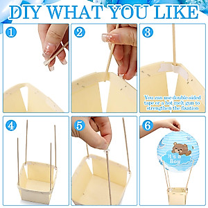 Baquler 12 Sets Baby Shower Decorations Hot Air Balloon Table Centerpieces DIY Paper Lanterns It's a Boy Bear Paper Lantern for Baby Shower Gender Reveal Wedding Bridal Shower Birthday Party Supplies