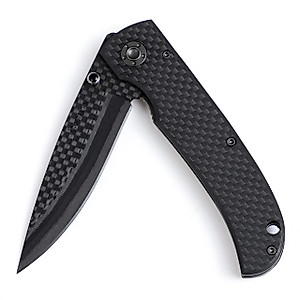 Cool Hand 4.25" Carbon Fiber Folding Knife, w/ 3.25" Carbon Fiber Blade, Liner Lock Mechanism, w/Pocket Clip, EDC Pocket Knives, Super Light 1.6 OZ