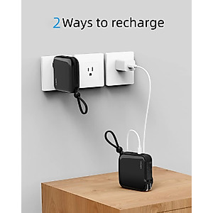 IDMIX Power Bank 10000mAh with MFI Cable, AC Foldable Portable Charger, 20W Fast Battery Pack with USB-A Output, USB-C Output, Compatible for iPhone16/15, Samsung S24, ipad, and More (Black)