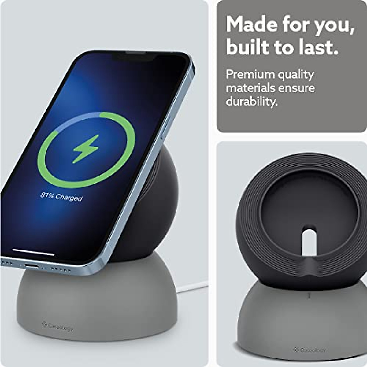 Caseology Nano Pop Stand for Magsafe Charger (Charger & Cable NOT Included) for iPhone 14,13,12 Pro Max, Pro, 14 Plus, 14, 13, 12, Mini - Black Sesame