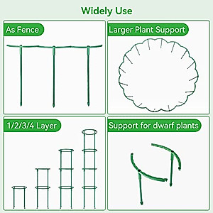 Growneer Plant Stake, 16 Pcs Plant Support Stakes, Stackable Flower Support Stake for Garden, Tomato Plant Support with 50m Twist Tie, Plant Holder for Indoor and Outdoor, Easy to Assemble