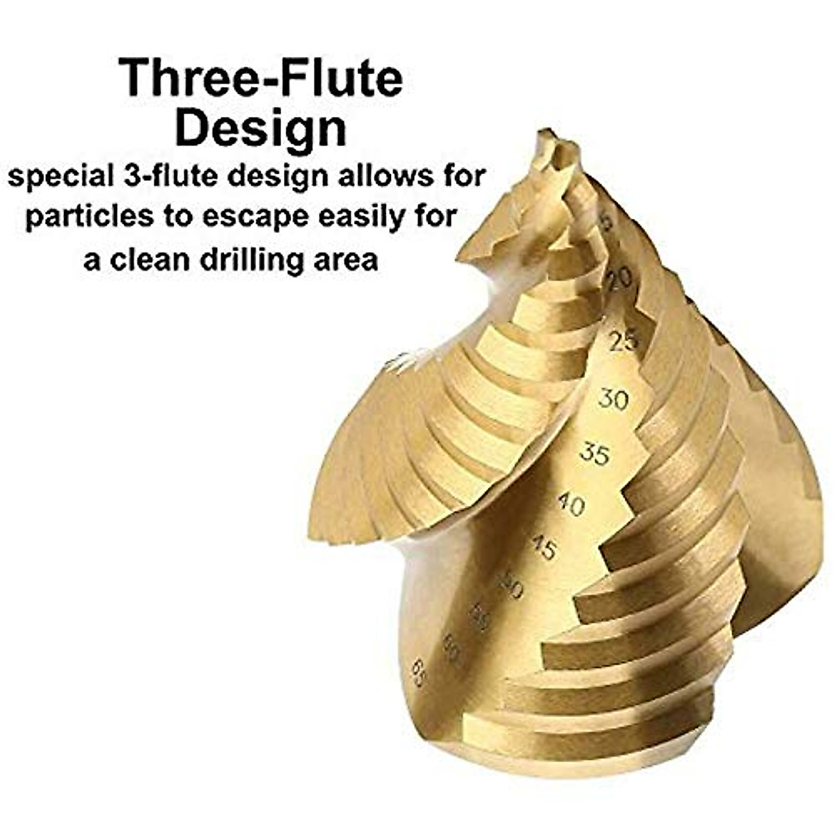 LESOLEIL Large HSS Spiral Step Drill Bit - 1/4" to 2-5/8'' Grooves Cone Drill Bit Titanium Coated for Drilling Aluminium Iron Sheets, Wood, PVC Hole Cutting