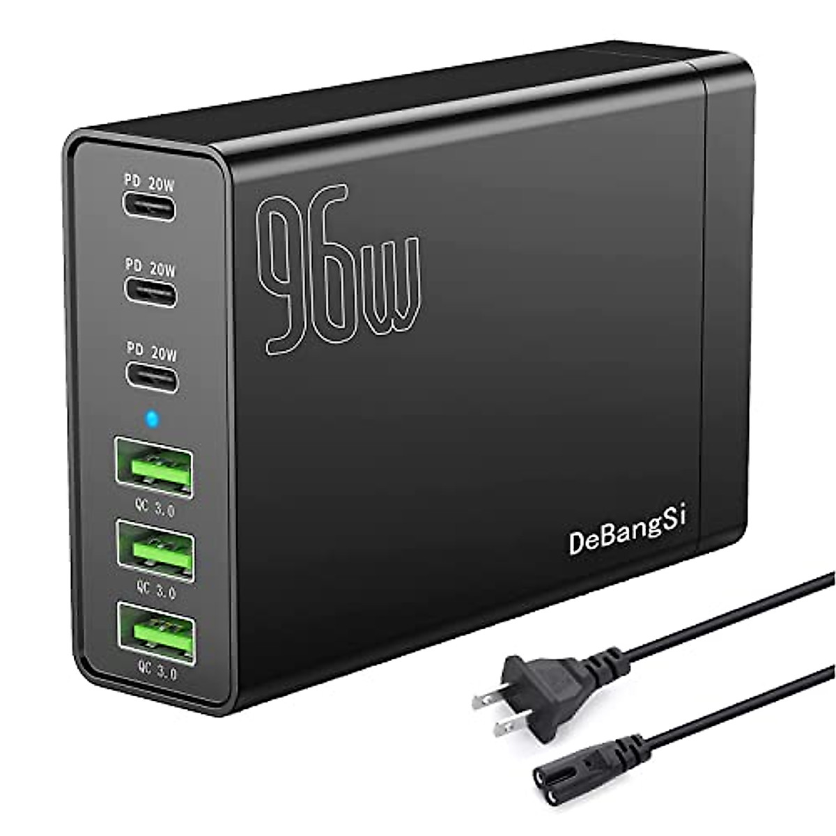 Multi USB Charger Station, 96W GaN Compact 6 Port USB C Fast Charging Station, Portable USB C Wall Charger Adapter 3 USB C + 3 QC USB A for All iPad iPhone 14 13 12 11 Pro Max Pixel Samsung and More