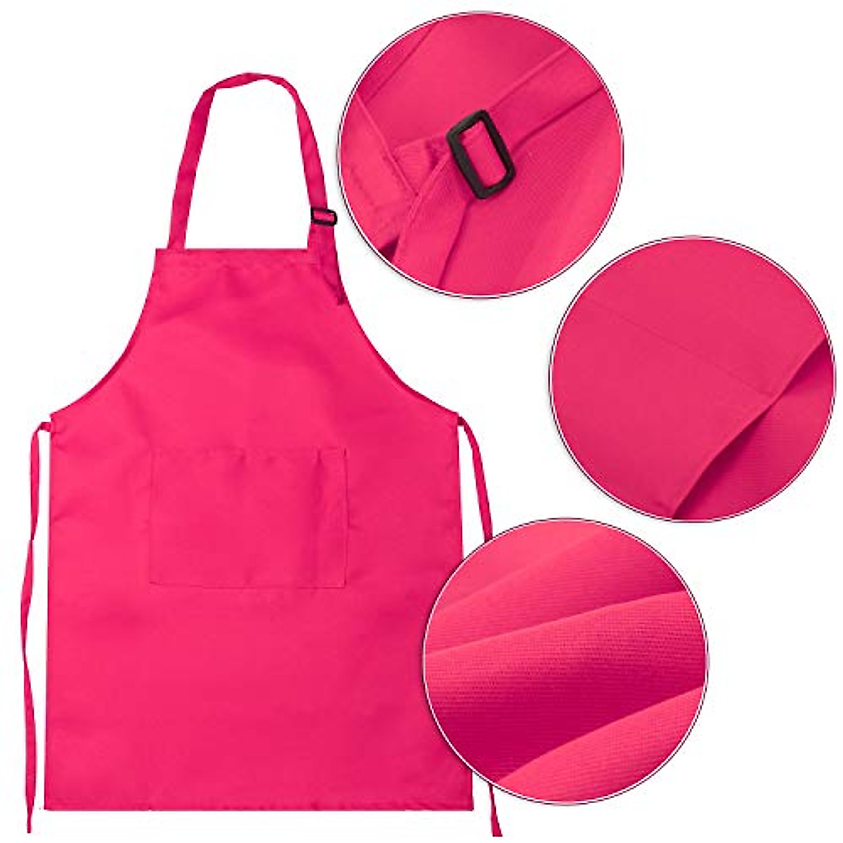 SATINIOR 12 Pieces Kids Apron and 12 Pieces Chef Hat, Child's Adjustable Aprons and Chef Hat Kitchen Bib Aprons with 2 Pockets for Boy Girls Kitchen Cooking Baking Wear(Multi-colors, L for 7-13 Age)
