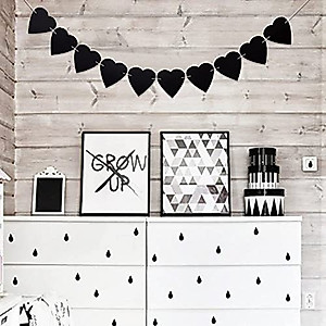 Gothic Wedding Decor - Old English Black Heart Banner - Wedding,Anniversary , Valentines banner (BLACK HEART)