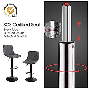 ALPHA HOME 2 Pack Bar Chairs, 360 Degree Swivel Bar Stools Set of 2 with PU Leather, Counter Stools for Kitchen Counter with 300 LBS Capacity, Adjustable Counter Height Bar Stools with Back, Grey