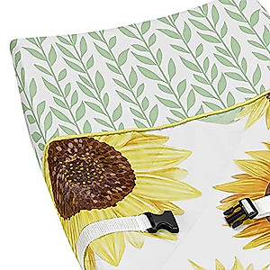 Sweet Jojo Designs Yellow, Green and White Sunflower Boho Floral Girl Baby Nursery Changing Pad Cover - Farmhouse Watercolor Flower