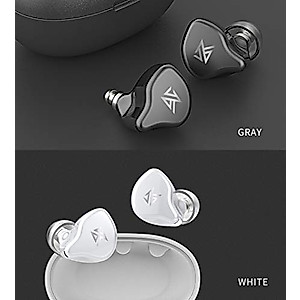 TWS True Wireless Bluetooth 5.0 Earbuds with Microphone,KZ S1D Dynamic Hybrid Dual Driver in Ear Earphones, 3D Stereo Sound Headsets Sports Running Headphones for Cell Phone (White)