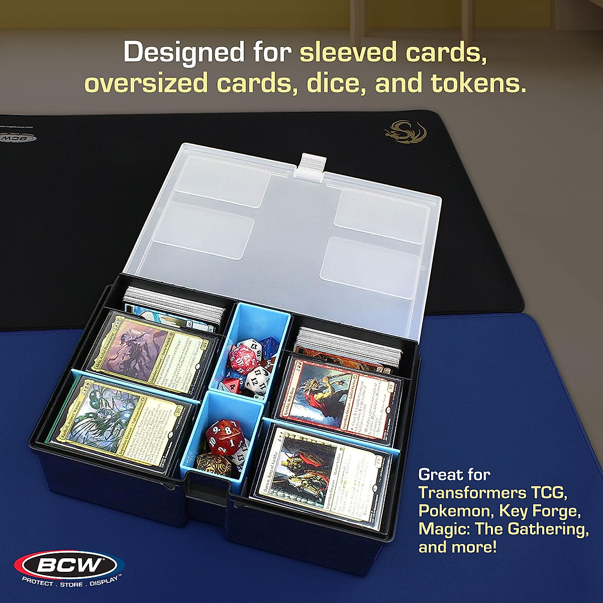 BCW Prime X4 XL Gaming Box | Playing Card Storage Box for Decks and Game Accessories, Includes Removable Dividers and Dice Trays | Trading Card Storage Box for Gaming | Pokemon, MTG, Naruto Cards