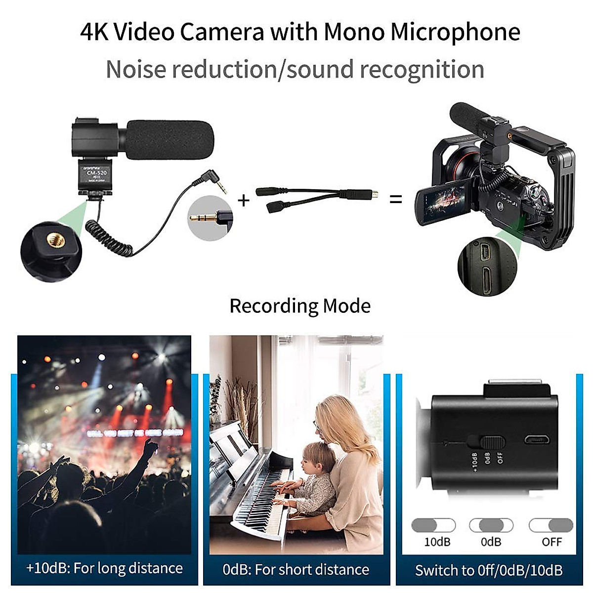 ORDRO 4K Video Camera Camcorder AC5 UHD Camcorder with 12x Optical Zoom 3.1" IPS HD 1080P 60FPS Digital WiFi Vlog Camera Camcorder with Microphone, Video Light, Wide Angle Lens and 64G SD Card