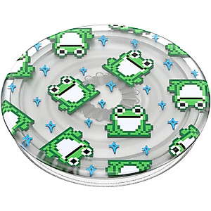 PopSockets Plant-Based Phone Grip with Expanding Kickstand, Eco-Friendly PopSockets for Phone - Translucent 8 Bit Frogs