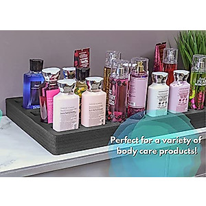 Polar Whale Lotion and Body Spray Stand Organizer Large Tray Washable Waterproof Insert for Home Bathroom Bedroom Office 23.25 x 13.5 x 2 Inches 40 Slots Black