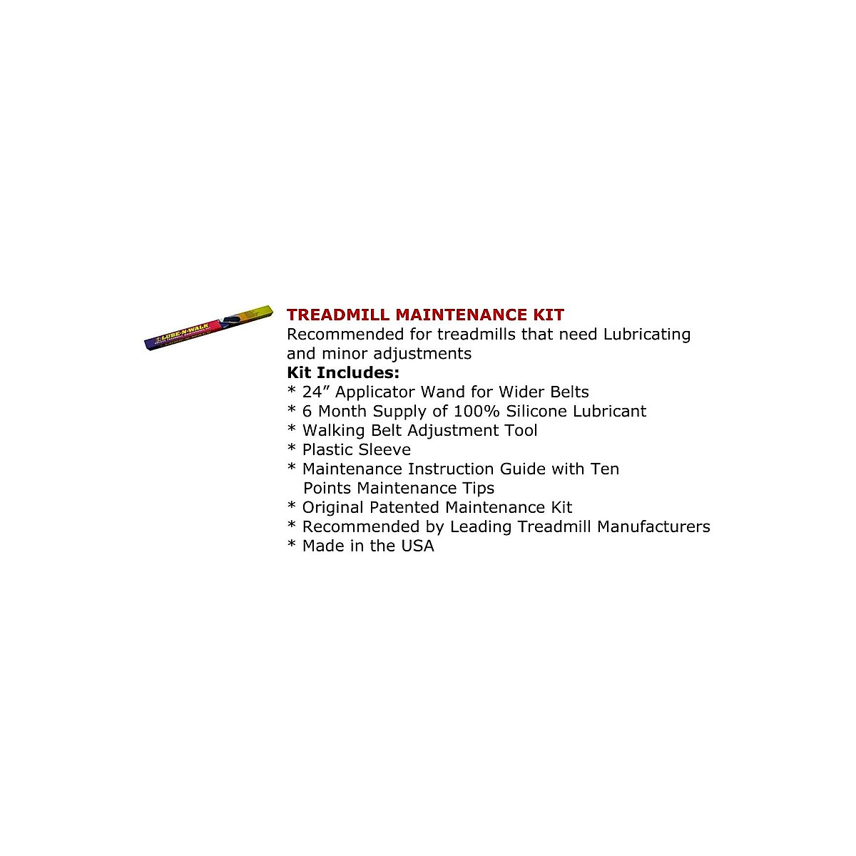 Lube-N-Walk Deluxe Treadmill Maintenance Kit Since 1998 - Patented Treadmill Lubricating System and Official Partner for Major Treadmill Manufacturers Made in USA