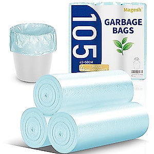 4 Gallon Small Trash Bags-Magesh 4 Gallon Trash Bag Strong, Leakage-Free, Small Garbage Bags 4 Gallon Unscented Thick for Bathroom, Office, Kitchen Small Trash Can, 15L, 105 Bags, Blue