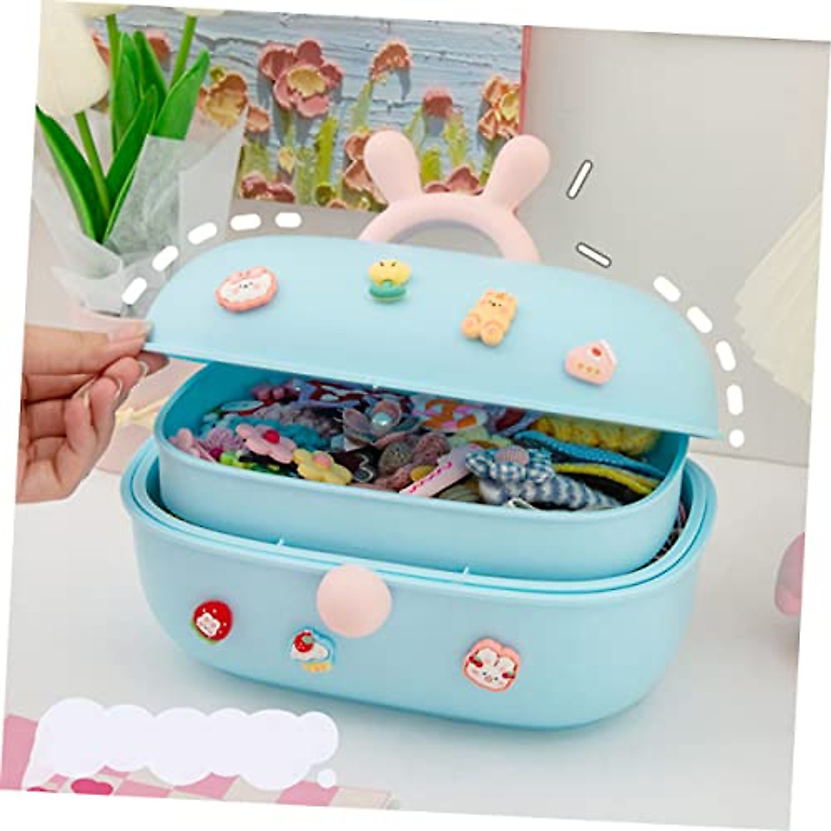 Cabilock 2pcs Box Hair Accessories Storage Box Girl Suitcase Makeup Hair Clips Jewelery for Girl Baby Girl Treasure Chest Hair Clip Container Trinket Storage Case Jewelry Storage Container