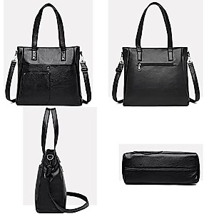 Downupdown Women Handbags and Purse Set Soft Leather Shoulder Bags Medium Satchel Minimalist Ladies Tote Bag Crossbody Bag 2-Pcs-Green