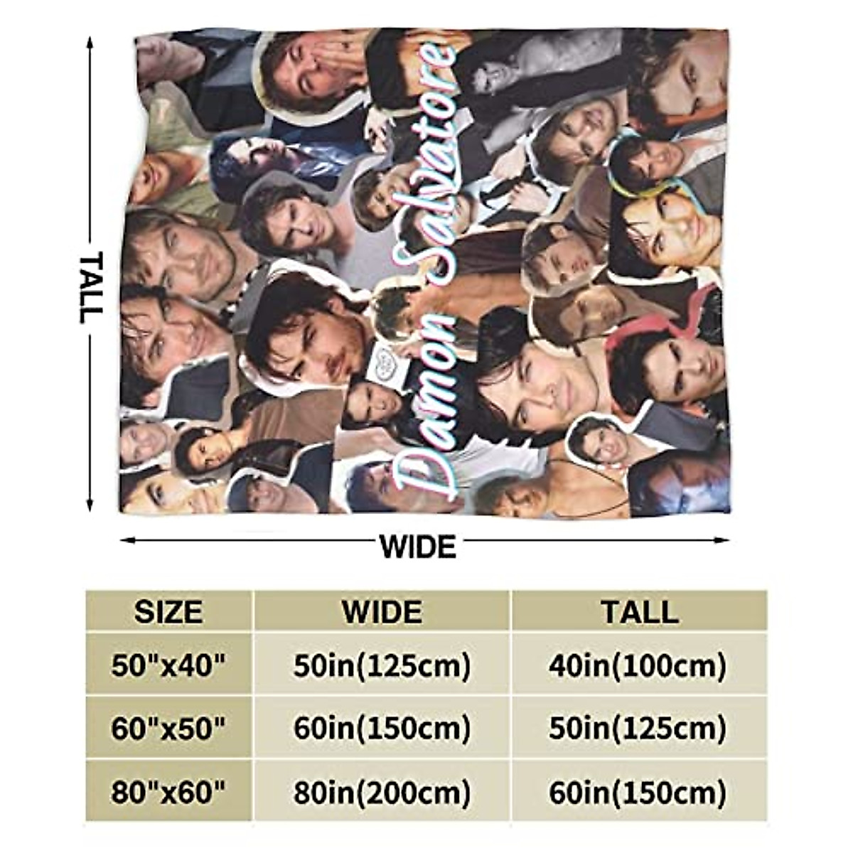 Gngtapestry Cute Ian Somerhalder Damon Throw Blanket Super Soft Flannel Air Conditioning Blanket for Halloween Christmas Daily Gift, Suitable for Sofa Bed Car in All Seasons,60×50inch, Black