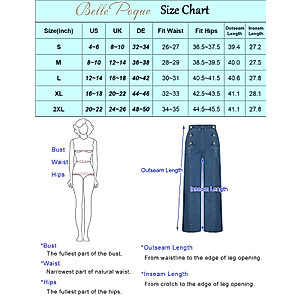 Belle Poque Womens Flare Jeans High Waisted Wide Leg Baggy Jean for Women Stretch Denim Pants Size 8 Size 10 Light Blue