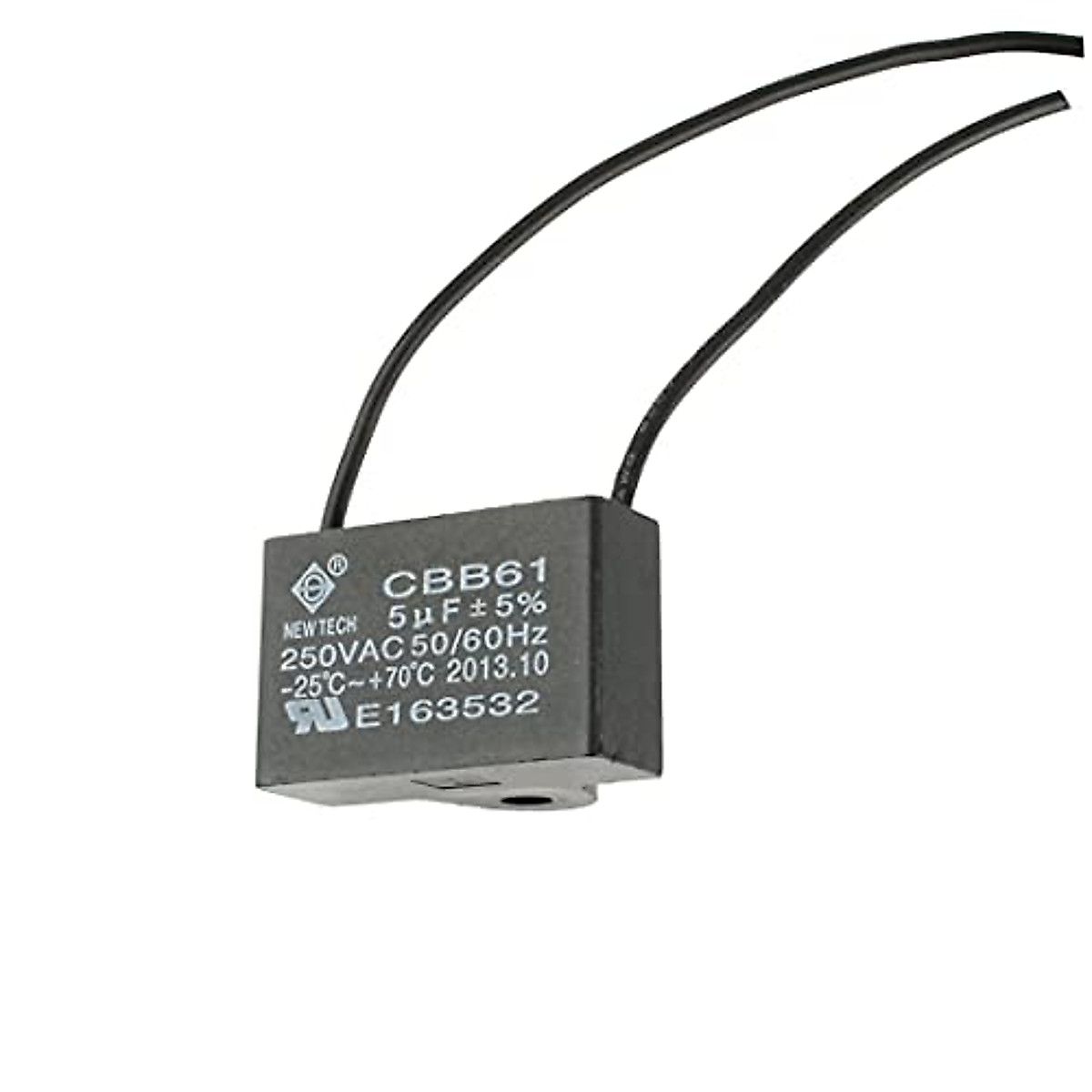 CBB61 5UF 250VAC Ceiling Fan Capacitor for New Tech 50/60HZ 2 Wire (2 pack ）