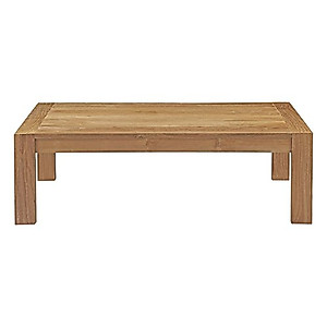 Modway Upland Teak Wood Outdoor Patio Coffee Table in Natural
