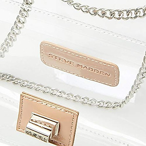 Steve Madden womens Clutch Crossbody Bag, Clear, 8 L x 5 H 3 W US