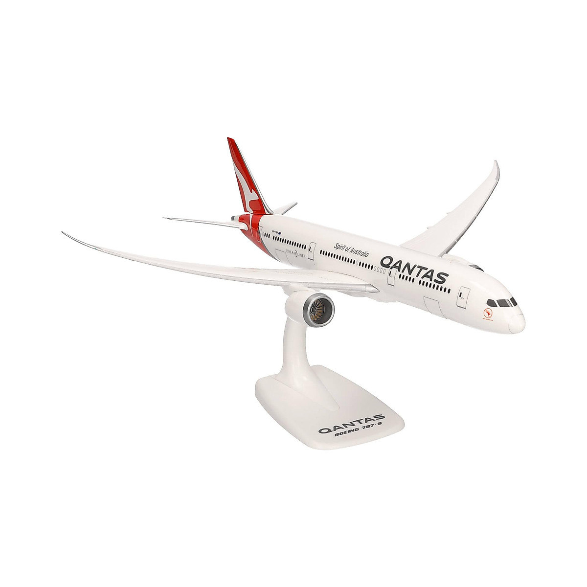 Herpa Snap-fit Airplane Model Boeing 787-9 Dreamliner Qantas on Scale of 1:200, Plastic Miniature with pedastal, Model Building, Collectors Edition