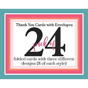 Paper Clever Party Abstract Watercolor Thank You Cards with Envelopes for All Occasions, Wedding, Graduation, Everyday Essentials, Simple Multi Note Set Folded, 20 Pack