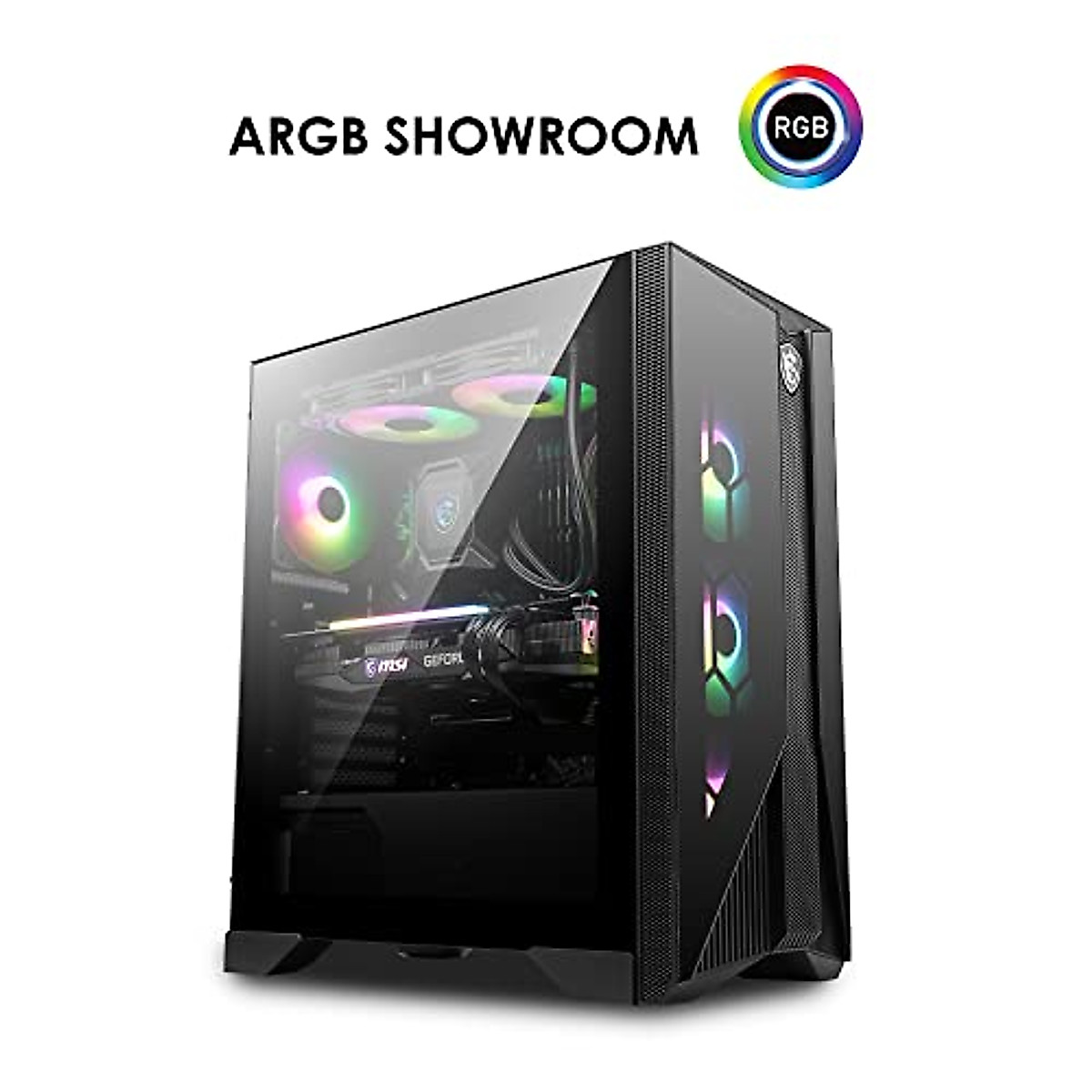 MSI MPG GUNGNIR 120R - Premium Mid-Tower Gaming PC Case - Tempered Glass Side Panel - ARGB 120mm Fans - Liquid Cooling Support up to 360mm Radiator - Vented Front Panel