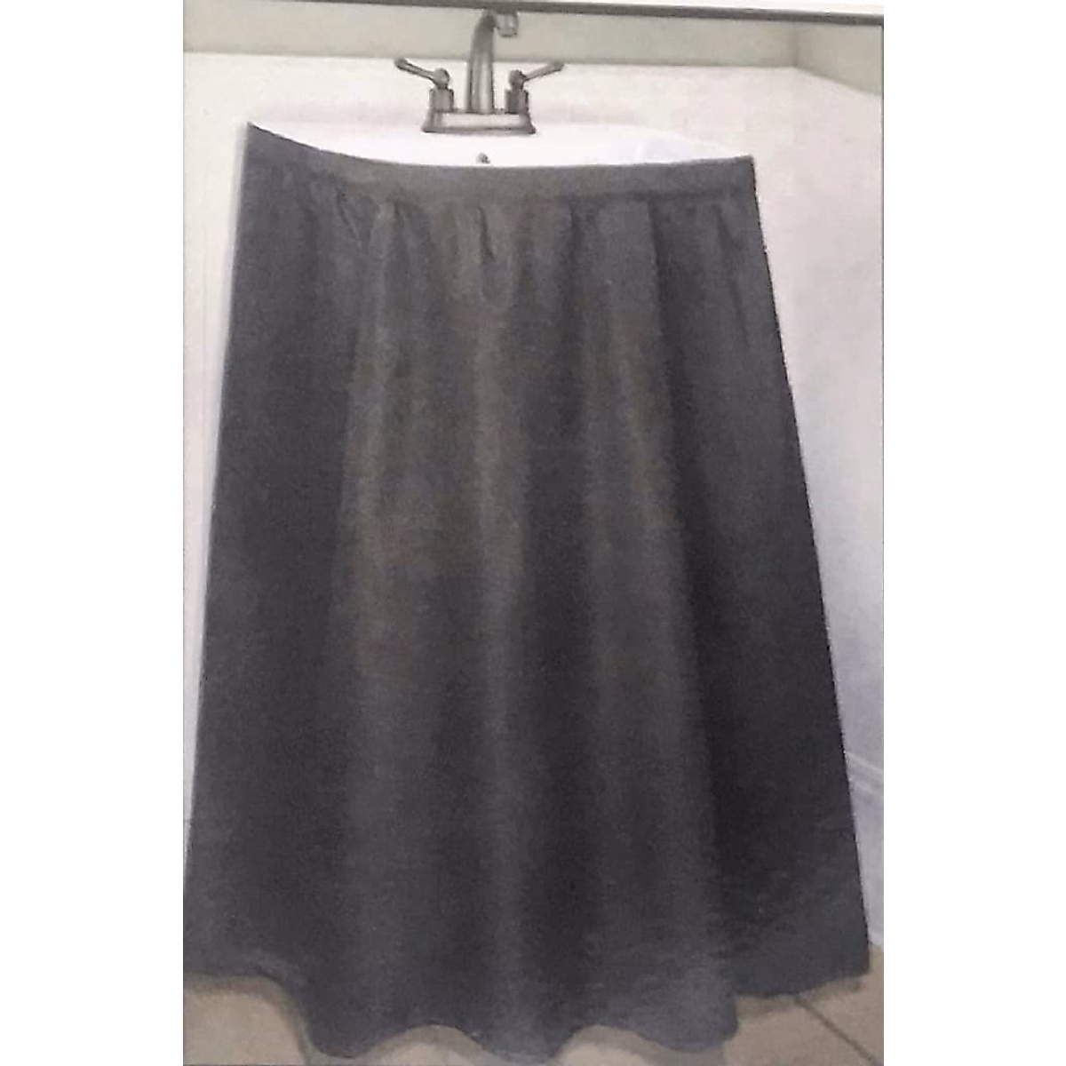 Better Home Mosaic Fabric Sink Skirt, Self Stick, Water Repellent, Black