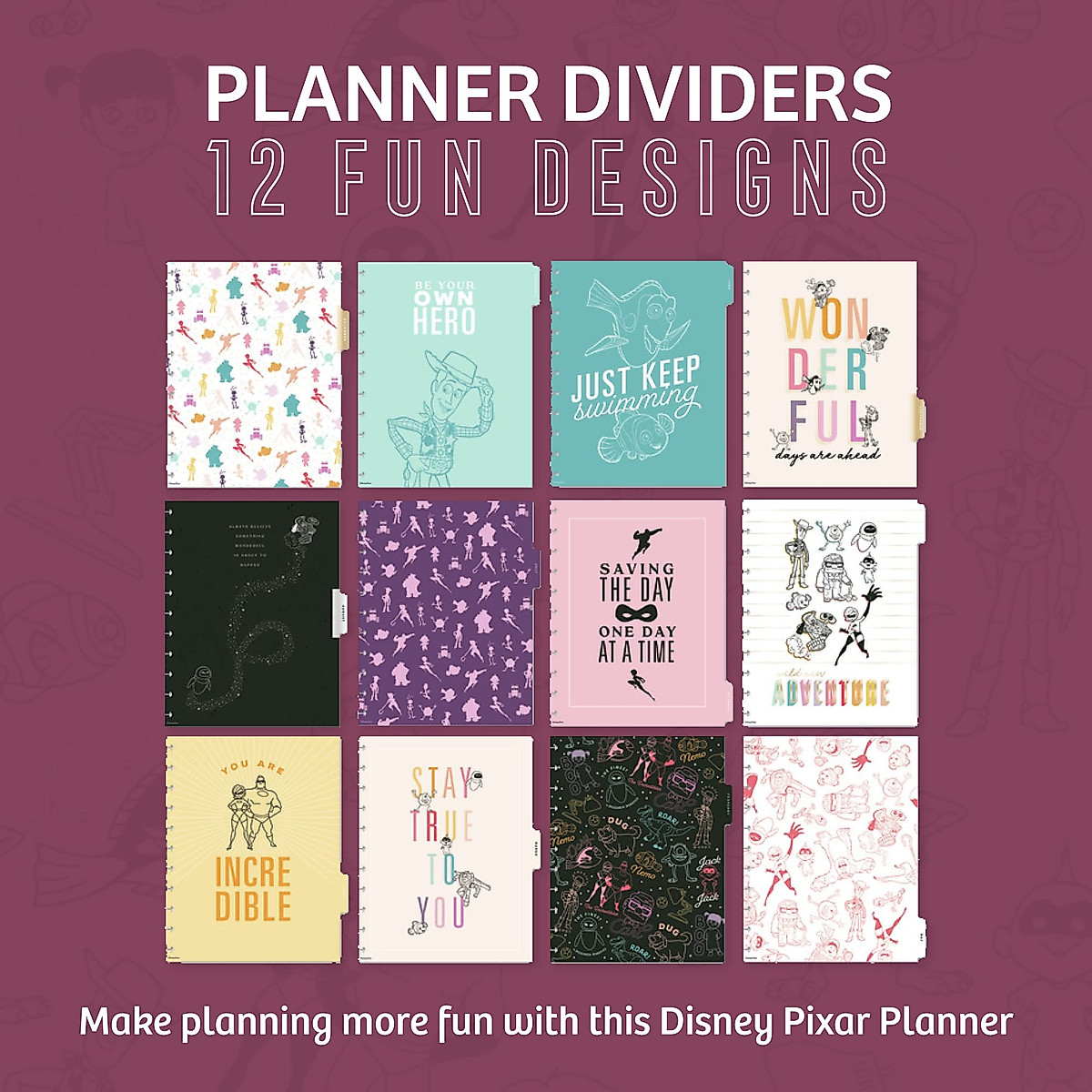 Happy Planner Disney Pixar 2023 Daily Planner for Jan. 2023–Dec. 2023, 12-Month Daily, Weekly, and Monthly Planner, Bright Year Vertical Layout, Big Size, 11 Inches by 8 1/2 Inches